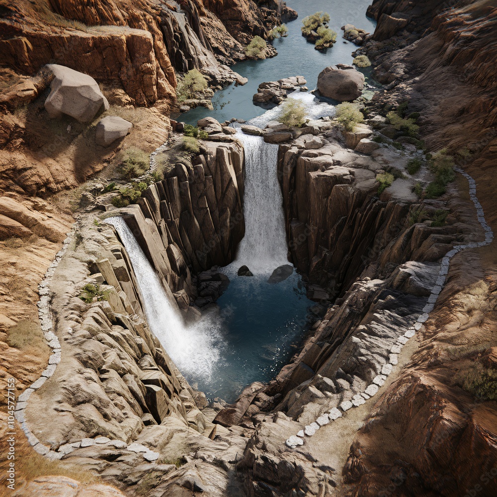 DnD Battlemap: Rocky Canyon with Waterfalls and Narrow Cliffside Paths ...