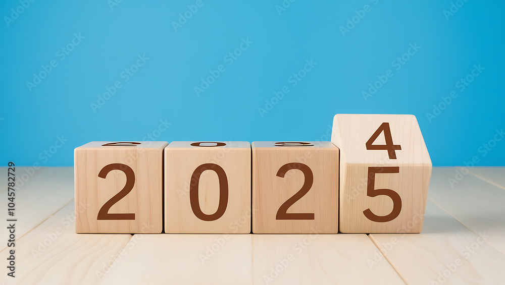 New Year 2025 Transition - Wooden Blocks Changing from 2024 to 2025 ...