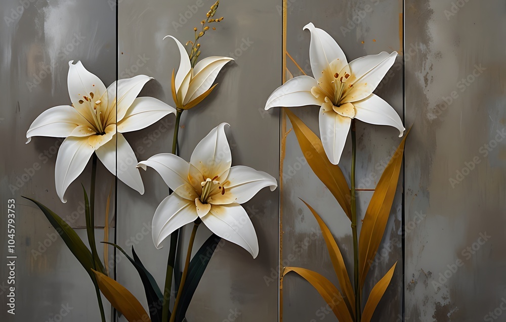 set of three abstract wall art panels. acrylic painting style creating ...