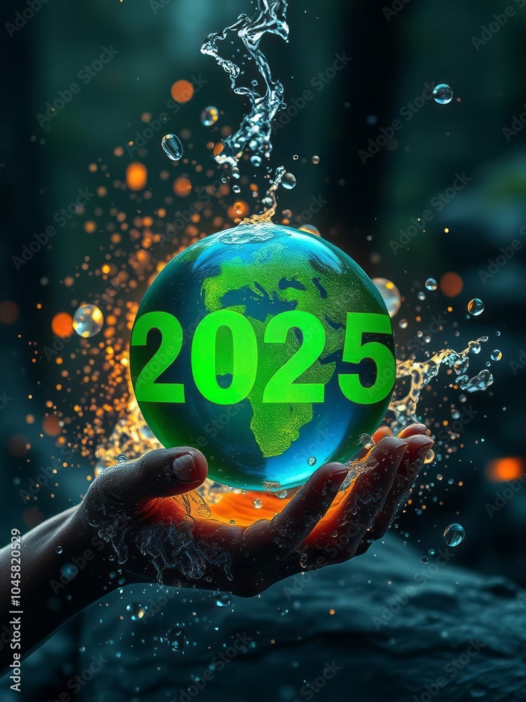 2025 new year concept. environmental technology concept. sustainable ...
