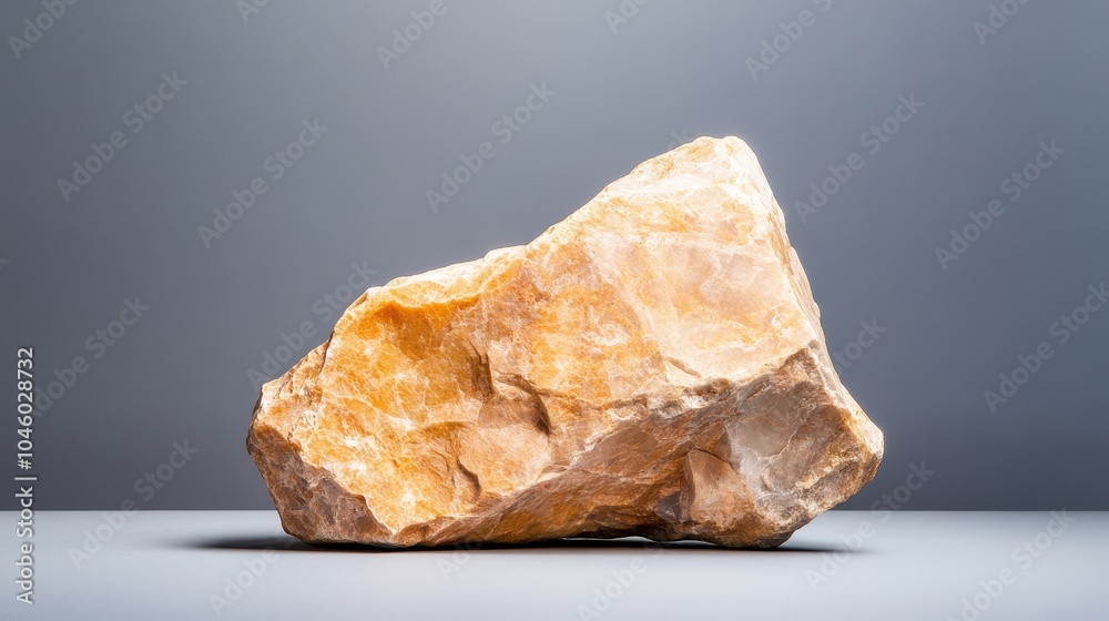 A single orange rock formation with unique textures and contours, set ...