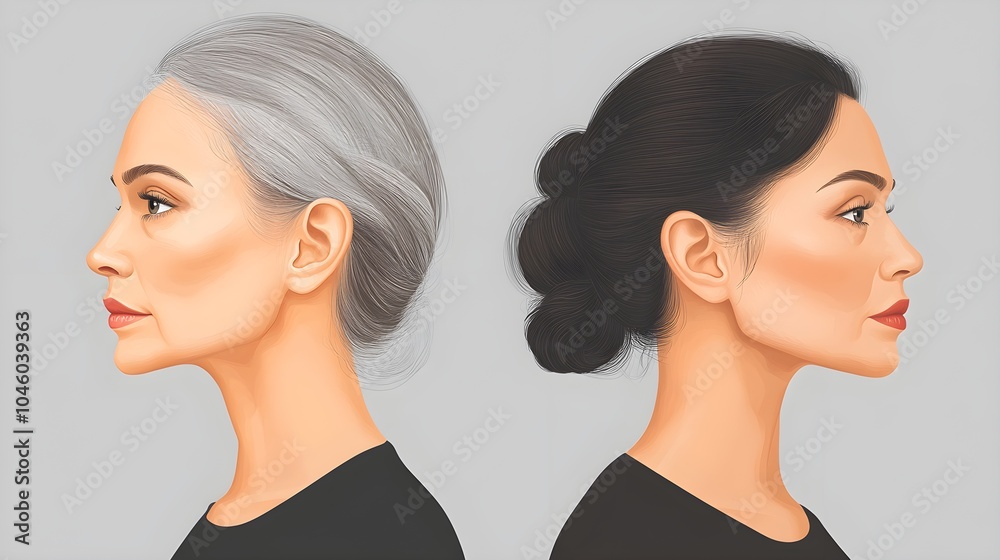 Visual infographic of facelift advantages, showing a youthful transformation with clear before ...