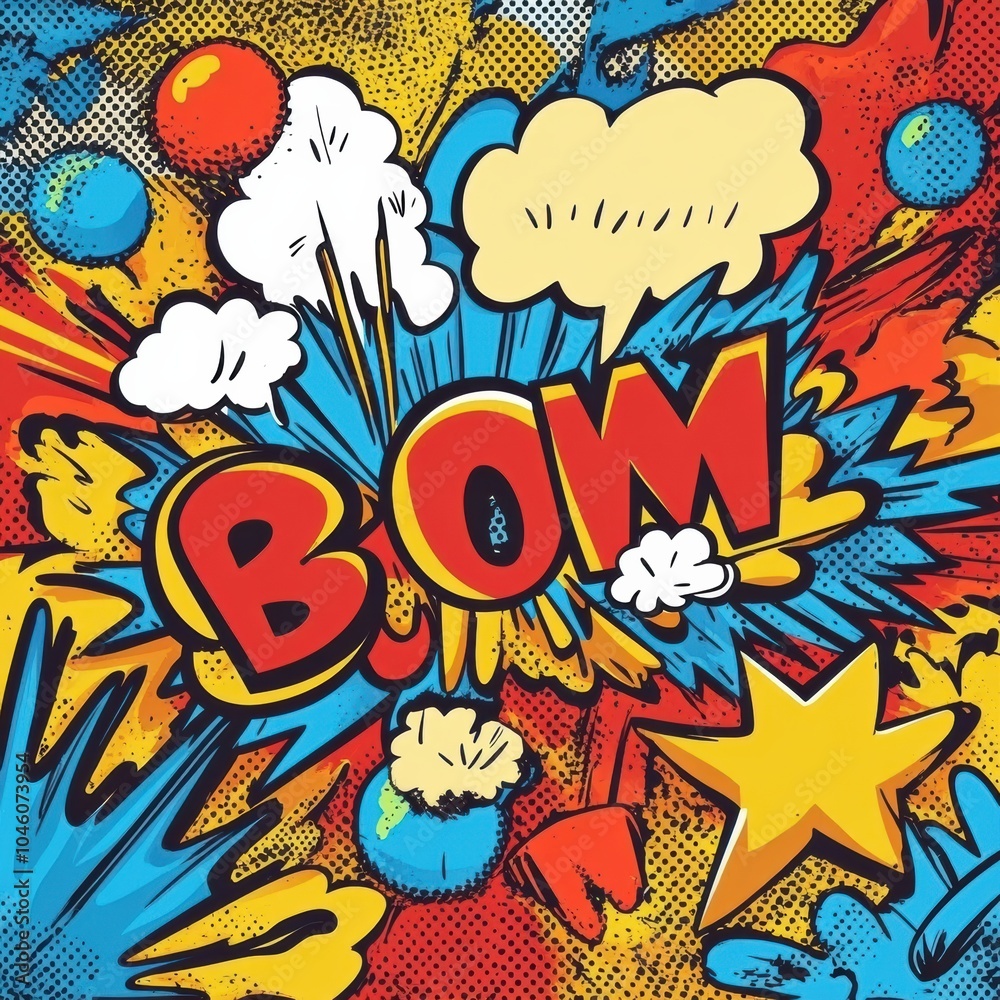 Brightly colored doodles feature speech bubbles and energetic sound ...