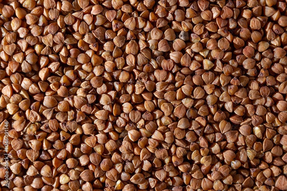 Dry Uncooked Brown Buckwheat Groats Background - Top View, Flat Lay ...