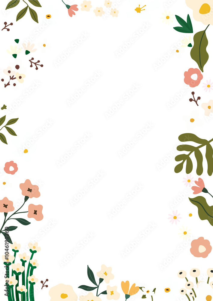 Floral Frame Design: Nature-Inspired Botanical Border on Transparent ...