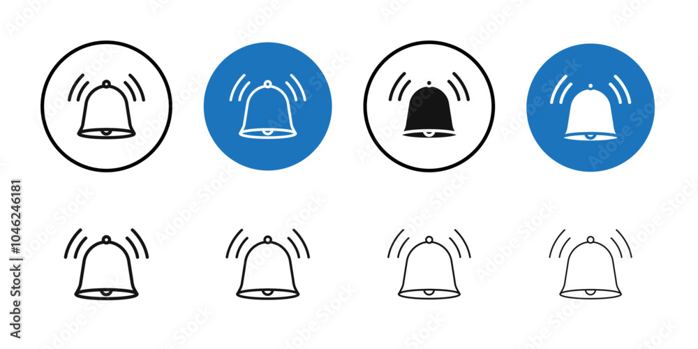 Bell icon Black line art vector logo set Stock Vector | Adobe Stock