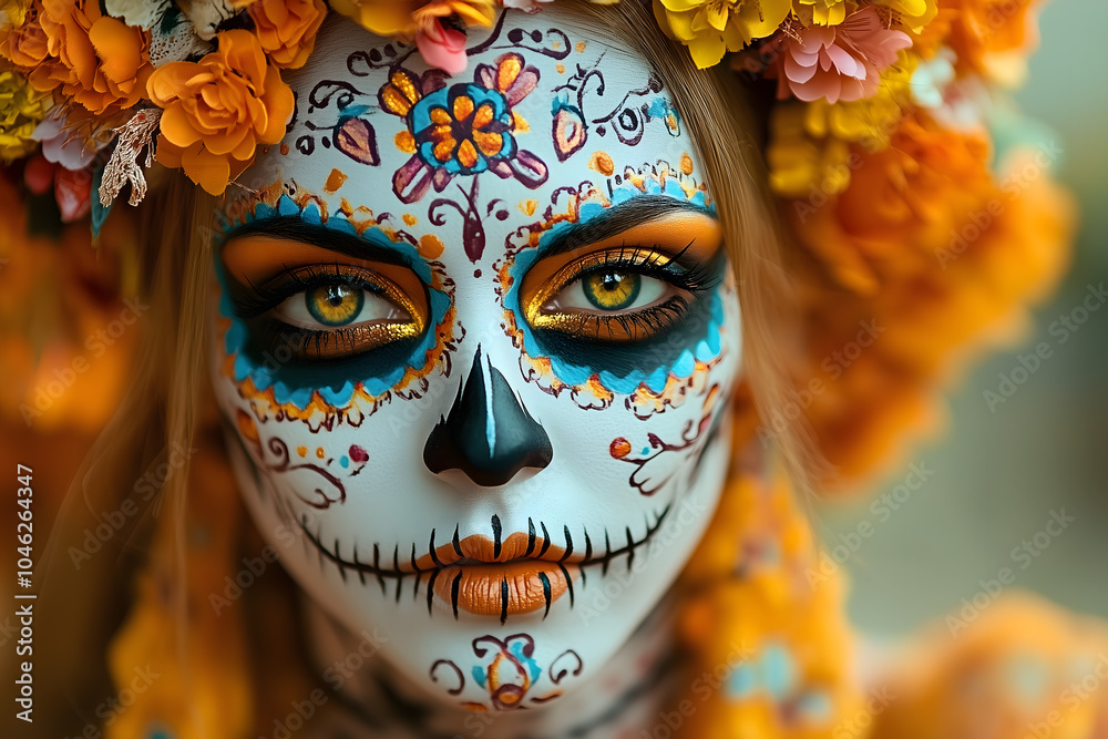 Young girl in makeup for Día de los Muertos. The concept of the holiday ...