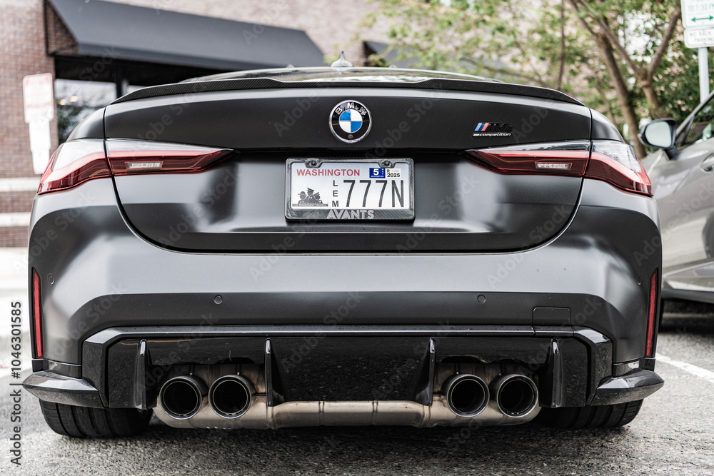 Seattle, WA, USA -July 22, 2024: Matte Black BMW M4 Competition. BMW ...