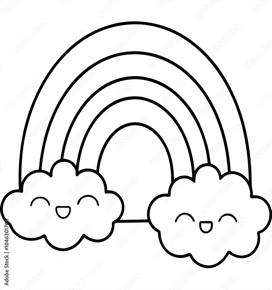 Rainbow coloring page vector art illustration coloring book design ...