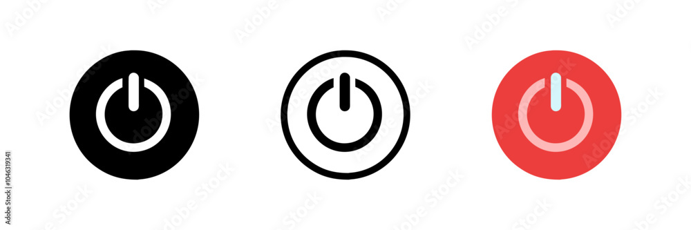 Power button ON and OFF set icons in black flat style. Simple vector ...