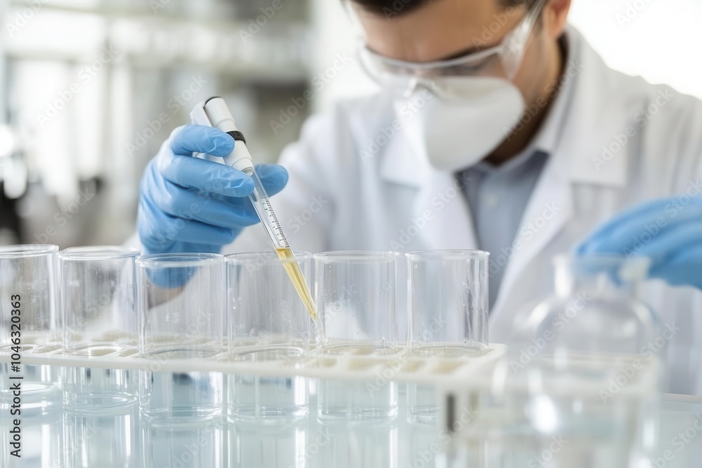 Researcher testing the pH levels of treated wastewater in a lab ...