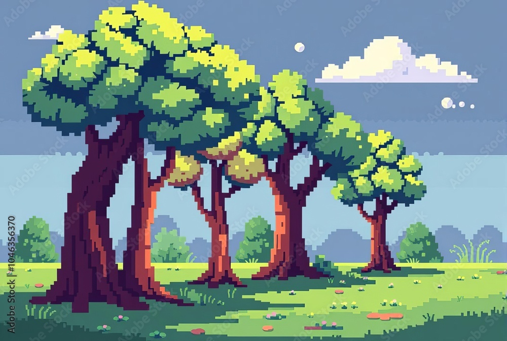 _. Pixel Art TreesRetro-inspired pixel art depicts stylized tree Stock ...