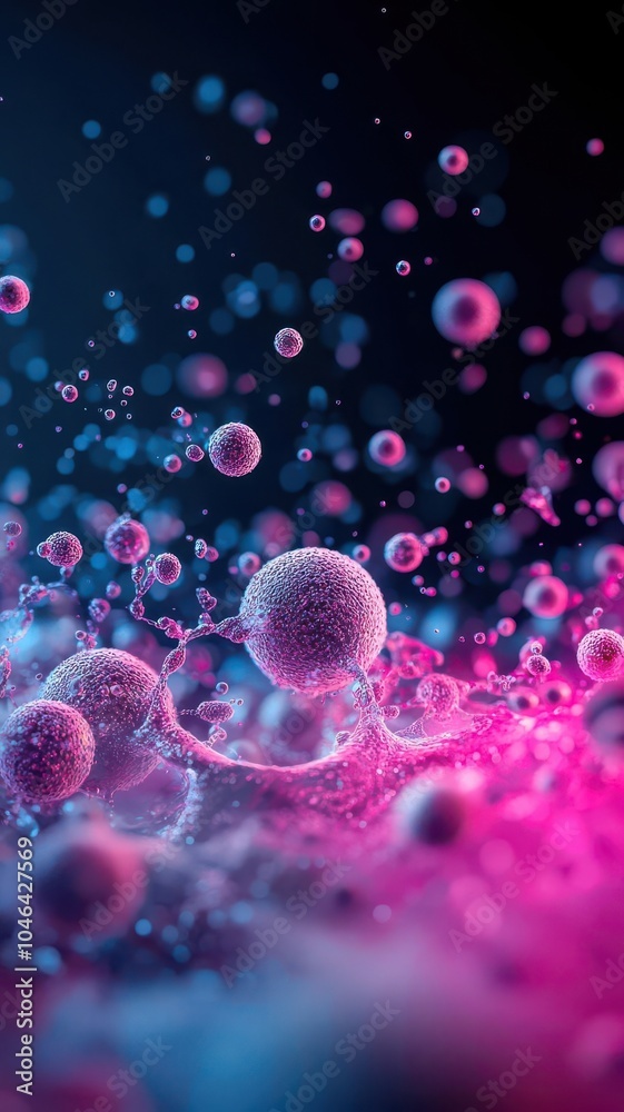 Proteins unfolding due to cold temperature, bright neon effects ...