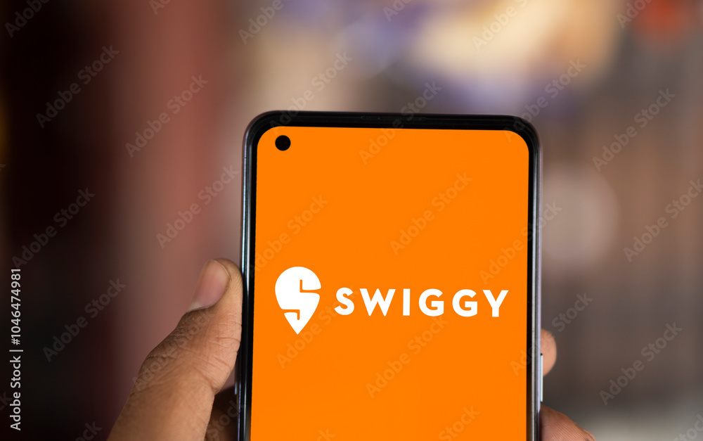 Dhaka, Bangladesh- 25 Oct 2024: Swiggy logo is displayed on smartphone ...