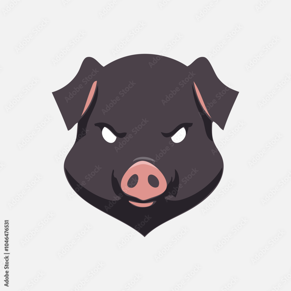 Cute pig pork character illustration. Simple animal vector design ...