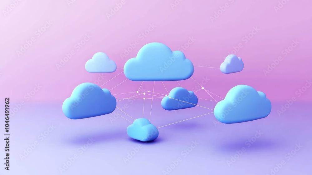 Clouds Concept Interconnected Network Storage Data Transfer Modern Digital Technology Background