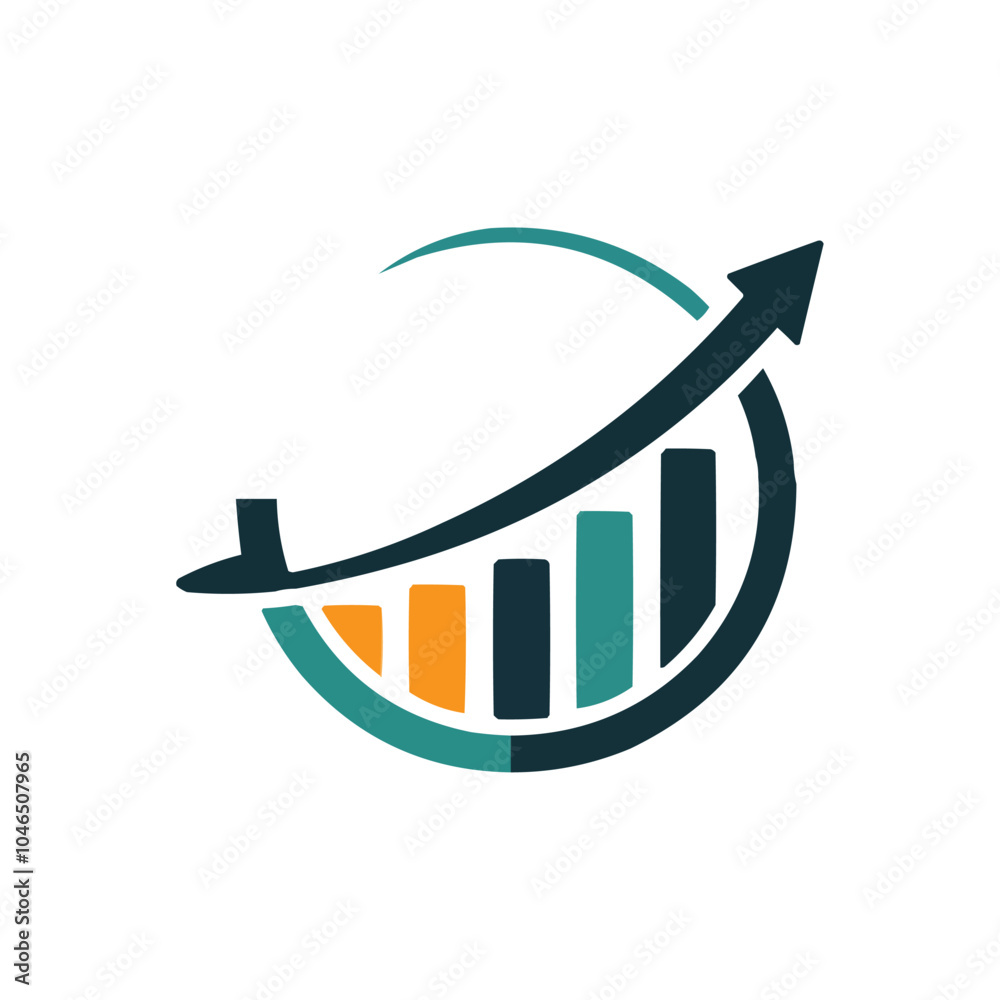 modern vector logo featuring a circular bar chart with an upward arrow ...