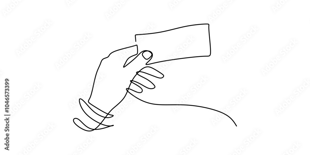 Continuous Line Drawing of Hand Holding Money for Banking and Finance ...