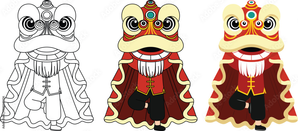 Lion dance outline coloring page. China new year colouring page for ...