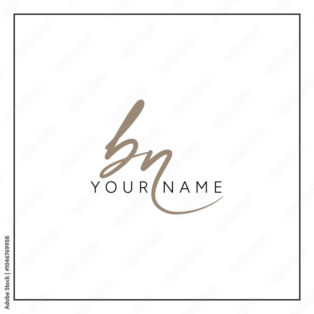 BN Initial Logo in Signature Style for Photography and Fashion Business ...