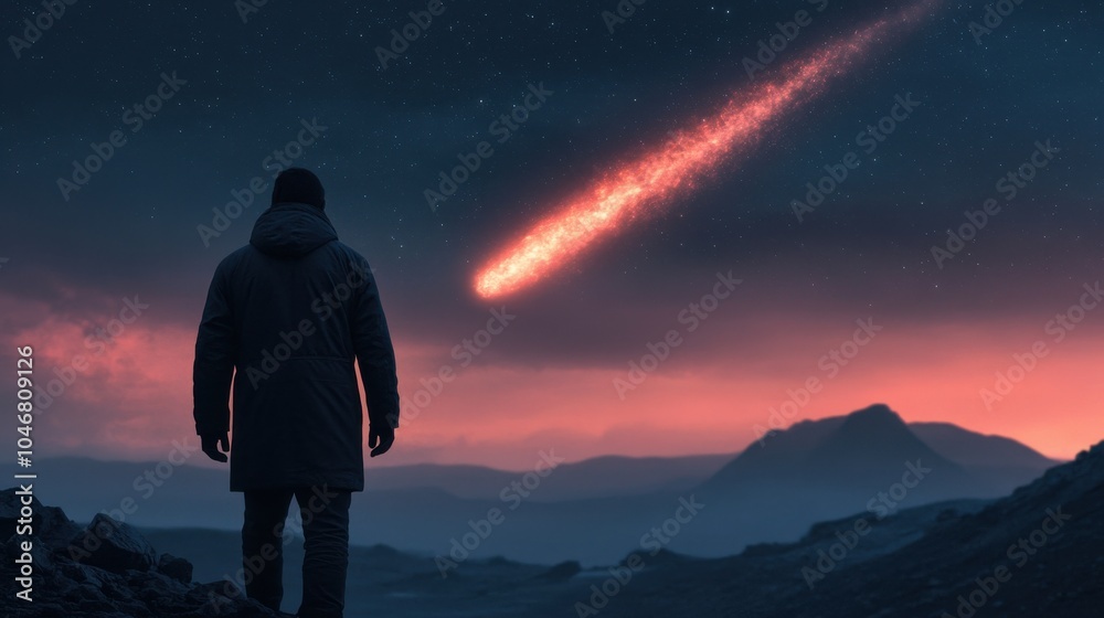Newton Observing a Comet Through His Telescope Stock Photo | Adobe Stock