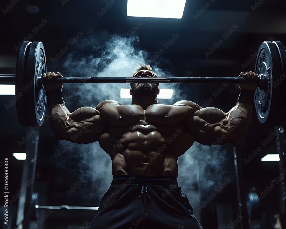 Bodybuilder Performing Intense Chest Press with Heavy Weights ...