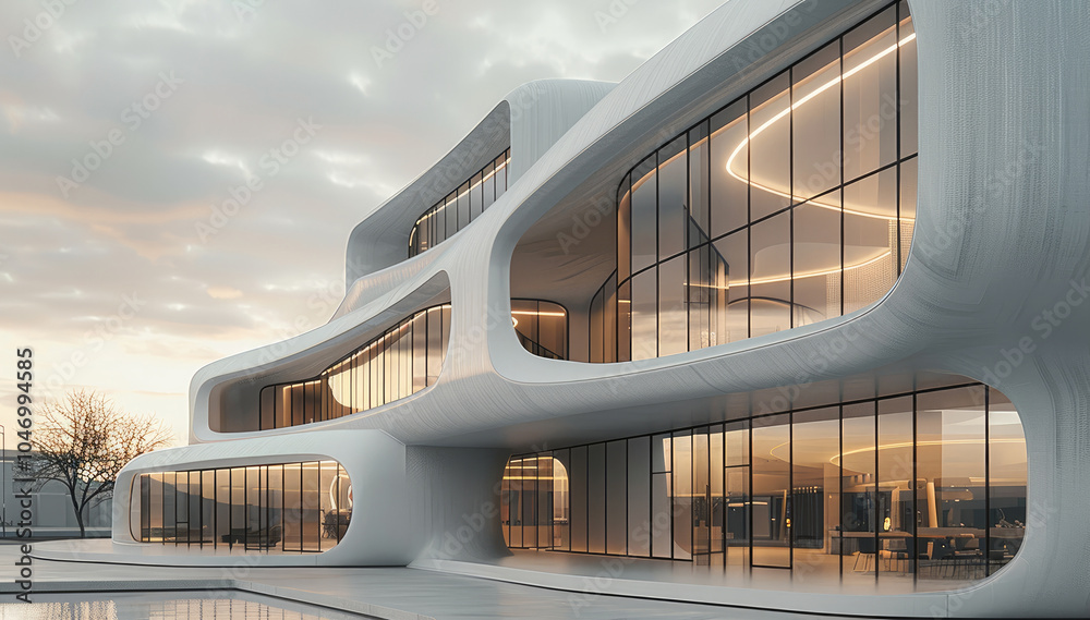 Square building design, Building with rounded corners, Modern ...