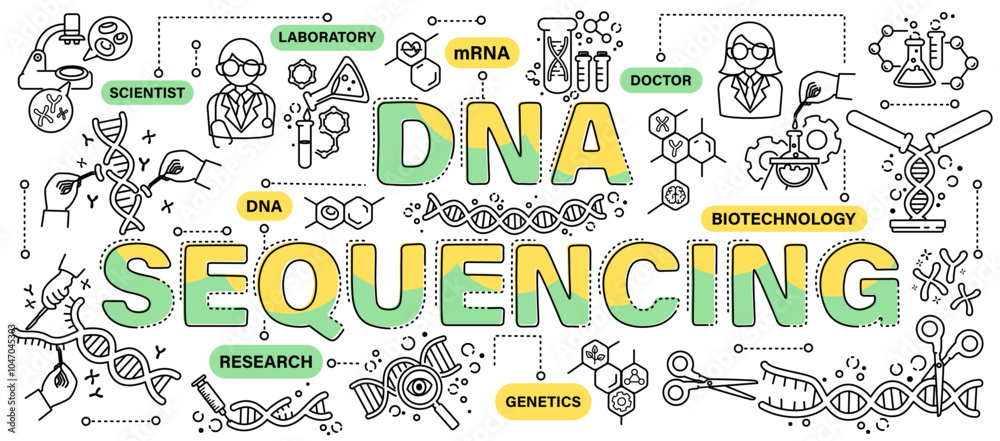 DNA sequencing . Biotechnology and genetic engineering concept . Word ...