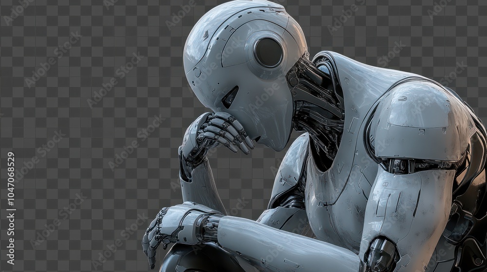 ai robot thinking, side view, isolated on transparent background Stock Illustration | Adobe Stock