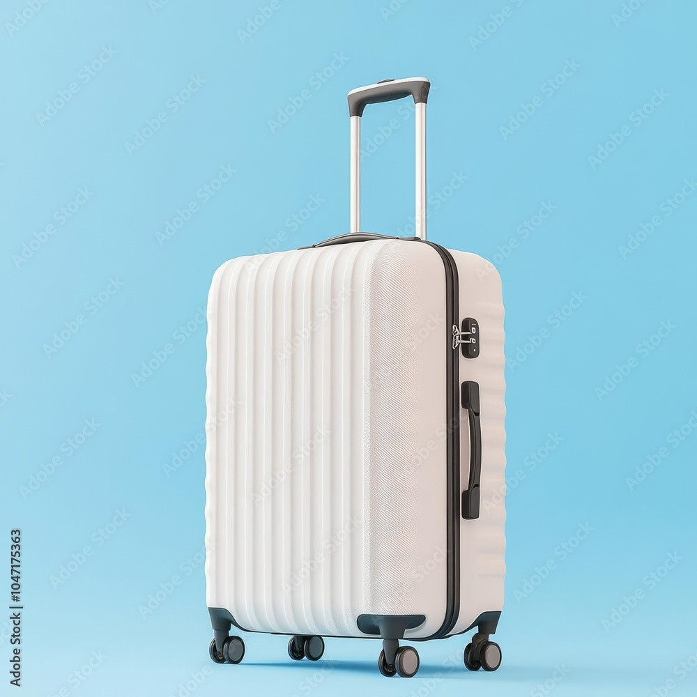 Blank soft-shell suitcase in a neutral setting, sleek design for versatile use in commercial ...