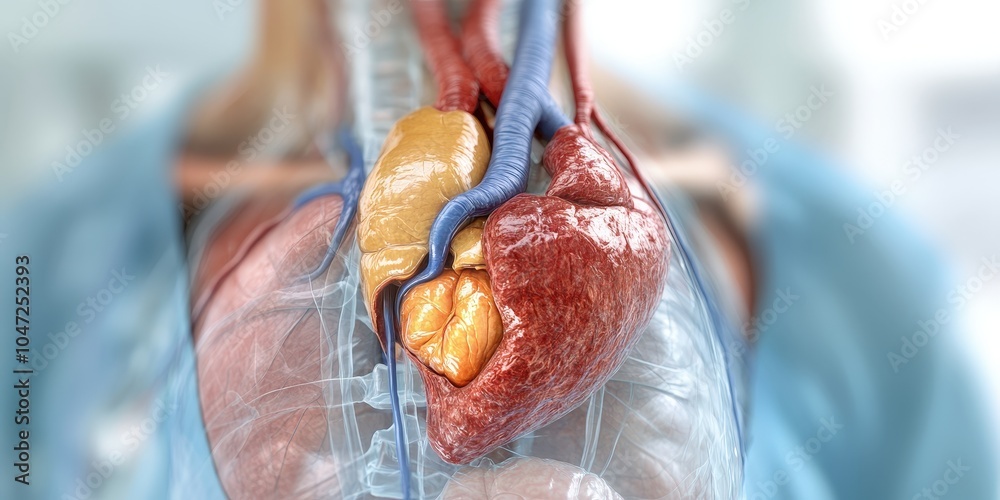 Human Heart Anatomy Illustration Realistic 3D Model of Circulatory ...