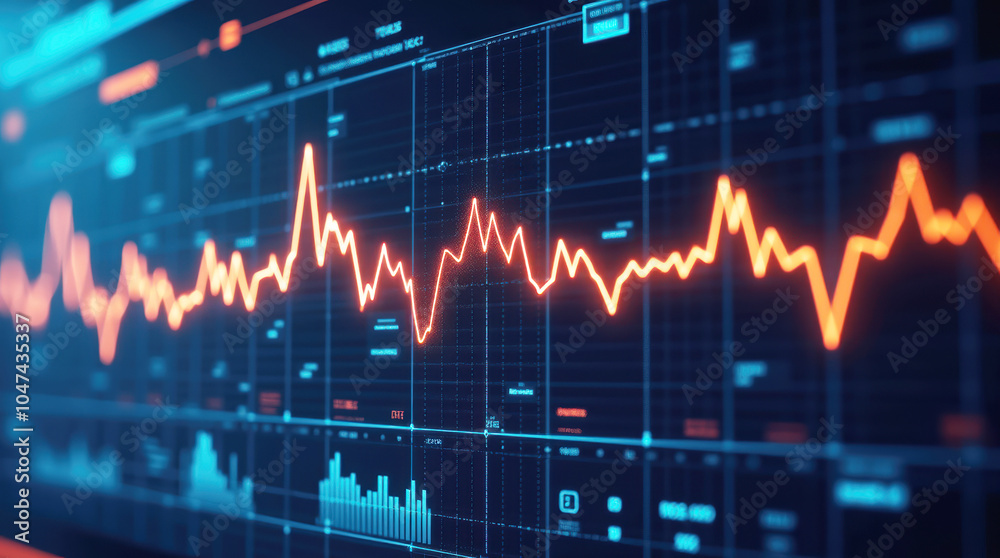 Digital Monitor Showing Orange-Yellow Seismic Waveforms with Real-Time ...