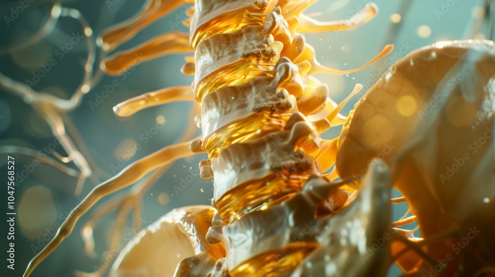 Herniated Lumbar Disc Illustration, detailed depiction of a lumbar ...