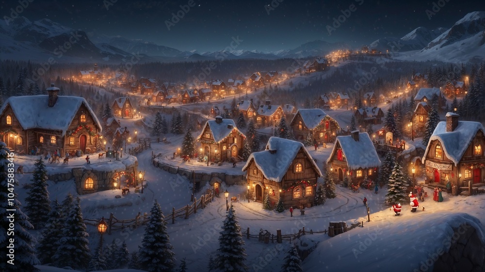 Santa's Village Fantasy Stock Illustration | Adobe Stock