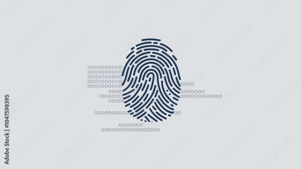 Minimalistic abstract illustration of a fingerprint pattern integrated ...
