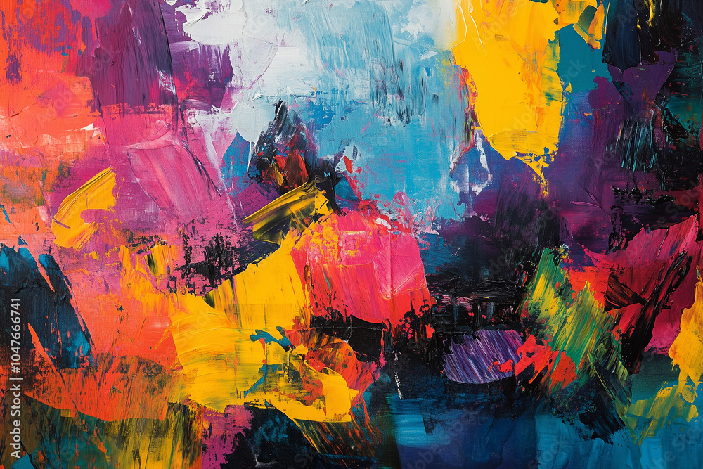 Dynamic Color Explosion – Bold Abstract Art with Vibrant Paint Strokes ...