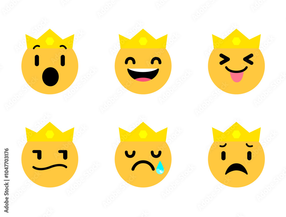 smiley pack 6 king face emotions with facial expressions happy, sad ...