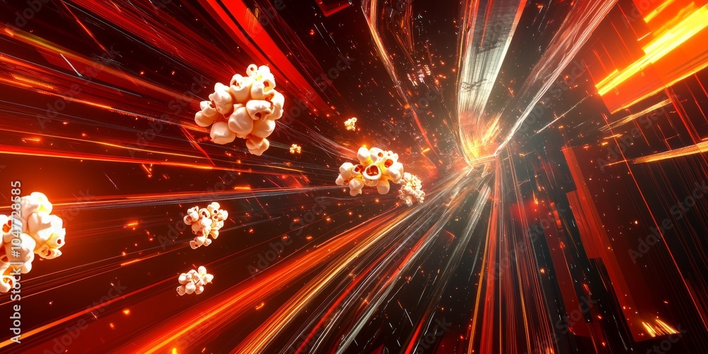 dynamic lines, curves and popcorn, to create a sense of speed and power ...