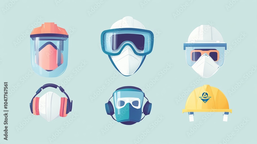 Vector illustration of personal protective equipment (PPE) for ...