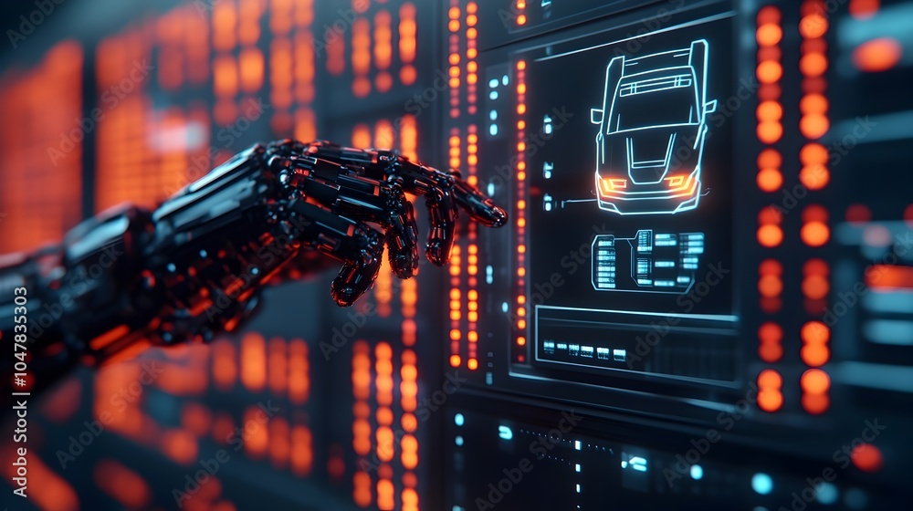 Mechanized robotic arms assembling a sleek innovative flying car ...