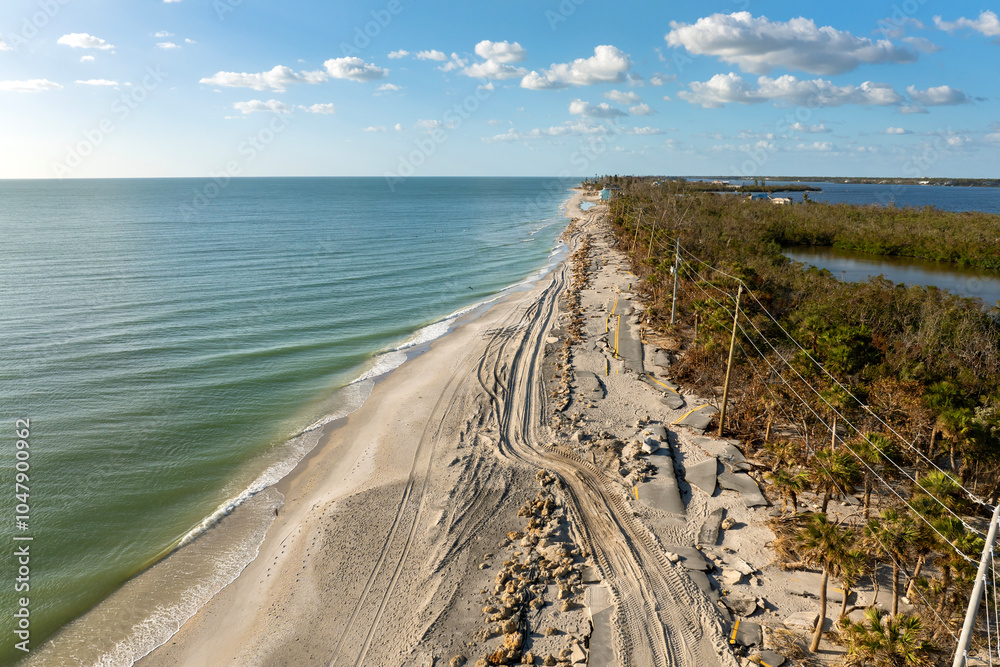 Hurricane Milton storm surge destroyed Manasota Key road at Blind Pass ...