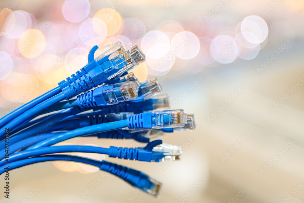 LAN internet network cable or RJ45 UTP Cat6 fiber optic Ethernet cables ...