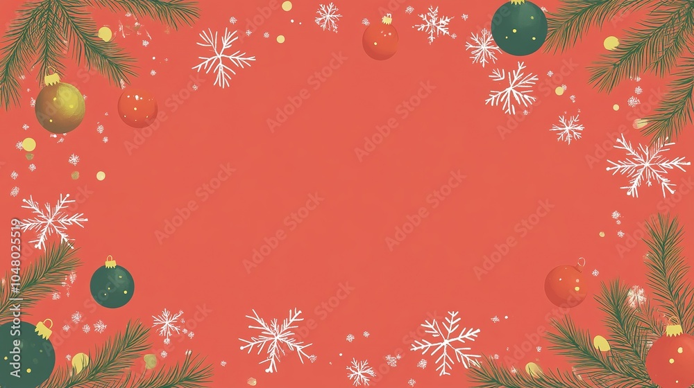 Merry Christmas and Holiday Card Design Template with Free Space for ...