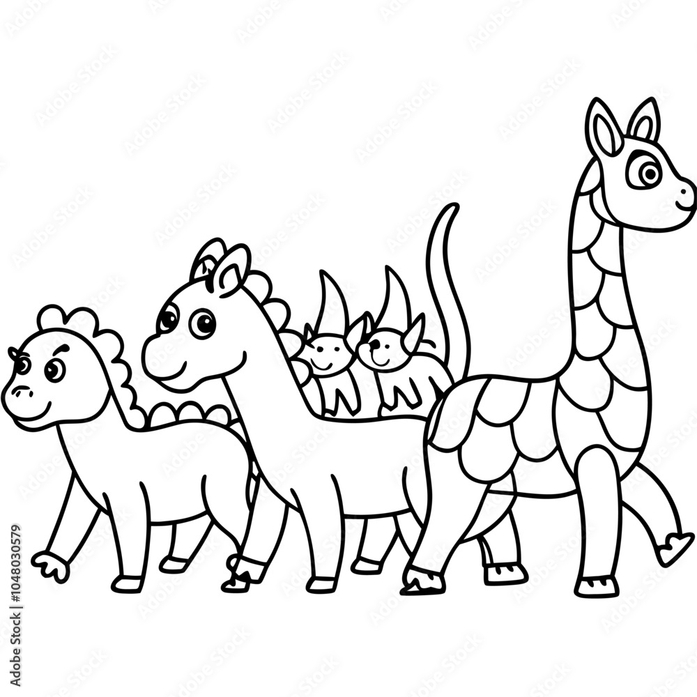Stock-Vektorgrafik „Animal parade illustration coloring page vector art ...