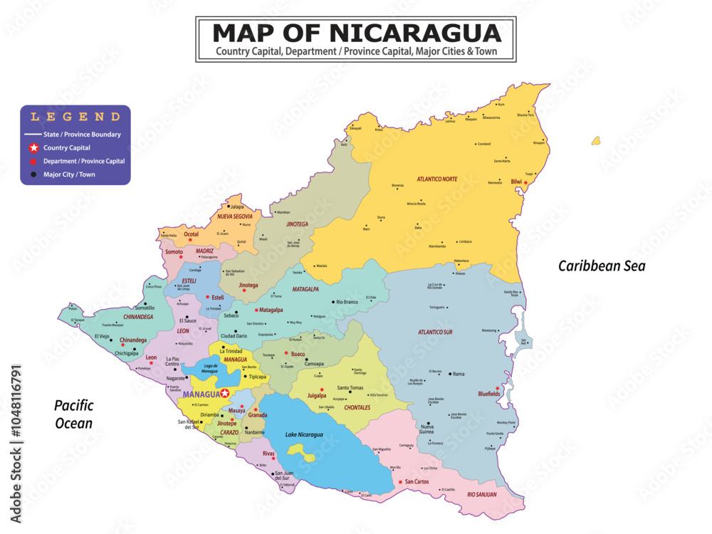 American Countries Geography Political map. Political map of country ...