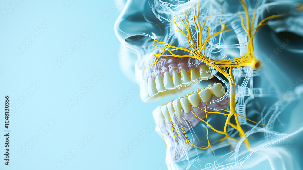 Close-up view of the trigeminal nerve branches, detailing ophthalmic ...