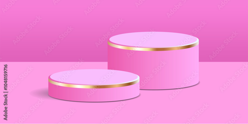 cylinder podium tube circle podium with gold strip stage 3d Abstract ...