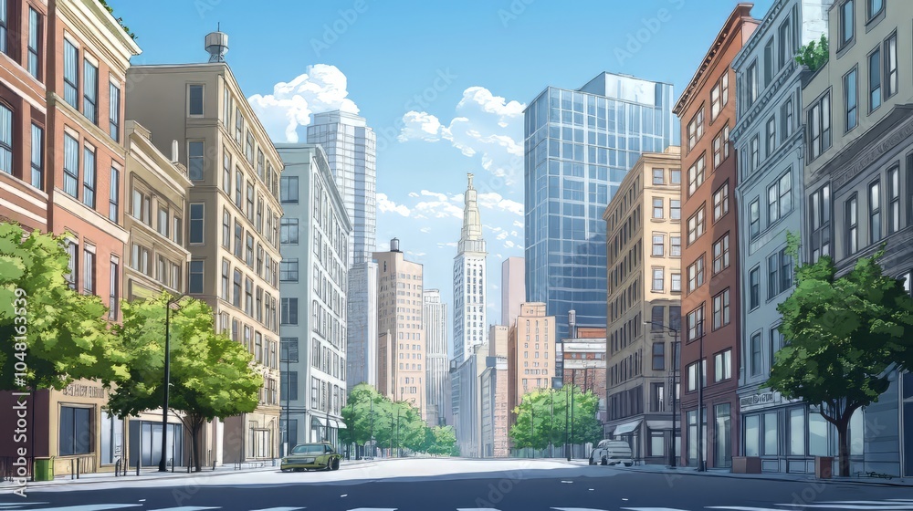 Picture of a quiet city, with a background of tall buildings, clean ...