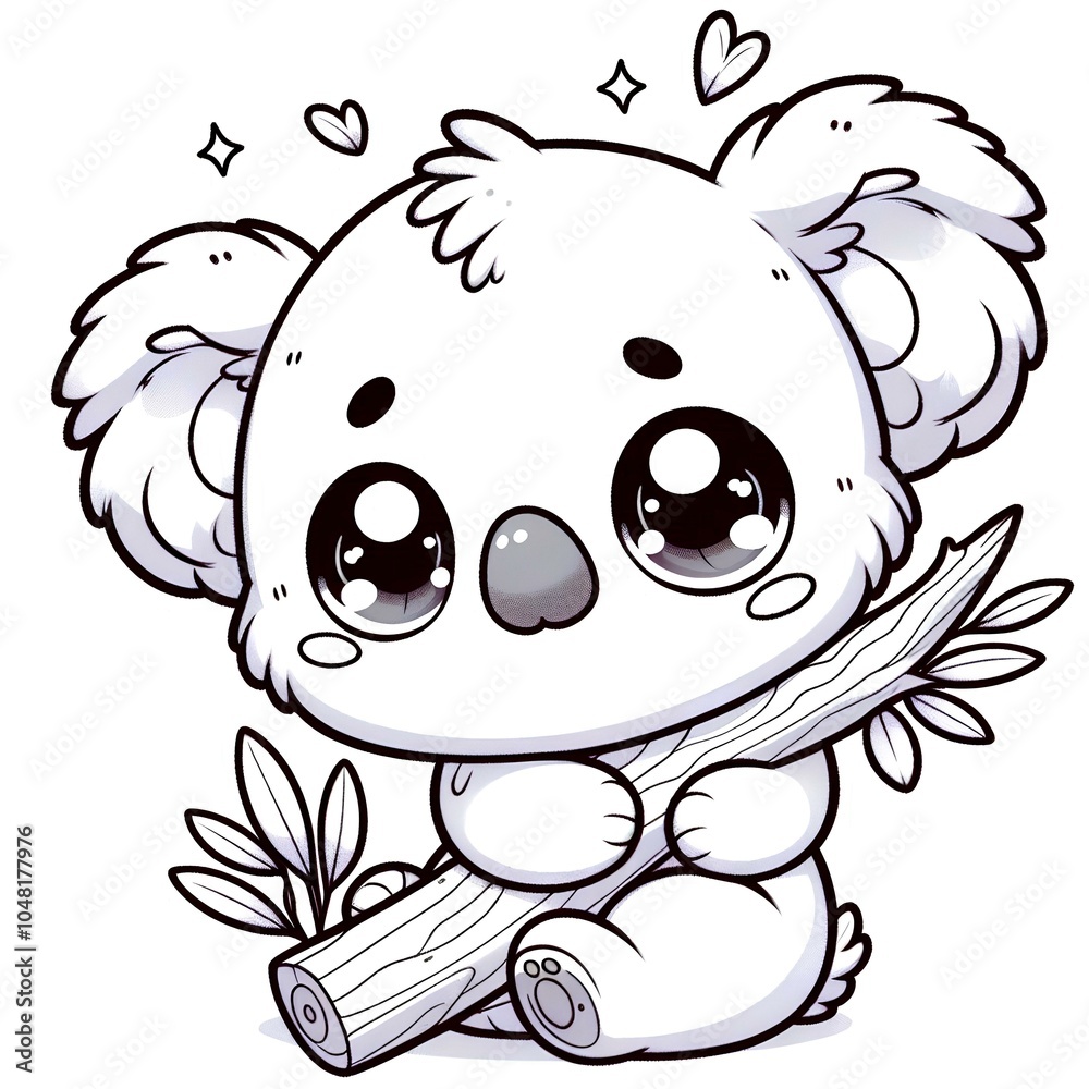 coloring page of a koala hugging a tree branch, children coloring pages ...