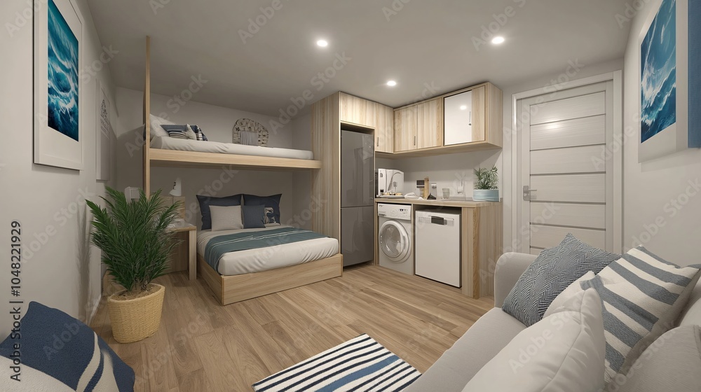 Interior of a small rental apartment with a modern living room ...